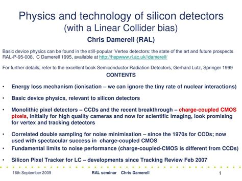 Ppt Physics And Technology Of Silicon Detectors With A Linear