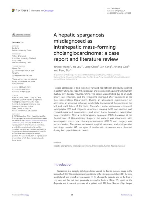 Pdf A Hepatic Sparganosis Misdiagnosed As Intrahepatic Mass Forming Cholangiocarcinoma A Case