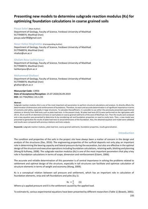 Pdf Presenting New Models To Determine Subgrade Reaction Dokumen Tips
