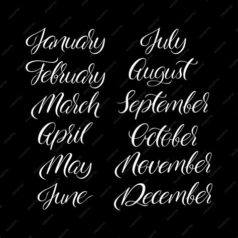 Premium Vector Calligraphic Set Of Months Of The Year Brush Hand