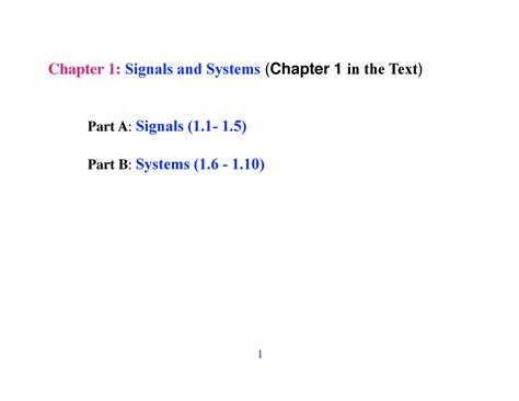 Chapter 1 Part B 022 Notes Chapter 1 Signals And Systems Chapter 1 In The Text Part A