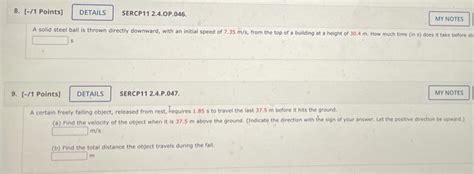 Solved 8 1 Points Details Sercp11 2 4 Op 046 My Notes