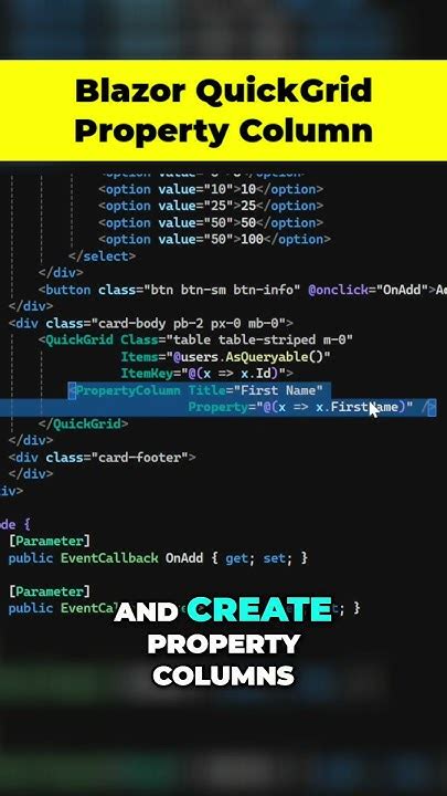 Quick Grid Property Columns Blazor Dotnetcore Youtube