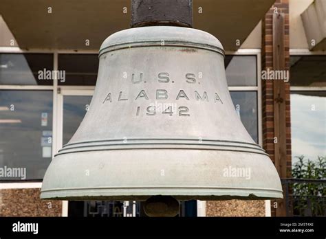 Ships Bell On The Uss Alabama Bb 60 On Battleship Memorial Park Mobile Alabama Usa Stock