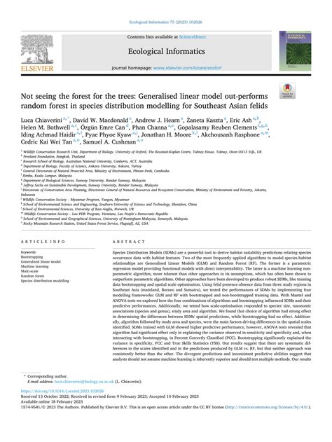 Pdf Not Seeing The Forest For The Trees Generalised Linear Model Out Performs Random Forest