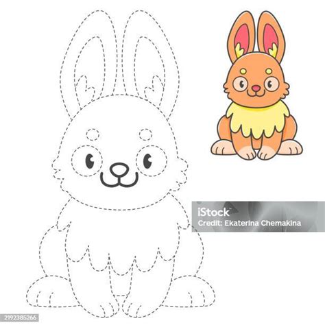 아이들을 위한 생강 토끼가 있는 추적 및 색상 색칠하기 책 만화 토끼와 함께 색칠 공부 페이지 벡터 일러스트 레이 션 0명에 대한 스톡 벡터 아트 및 기타 이미지 Istock