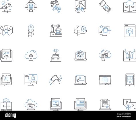 Cyber Appliances Line Icons Collection Cybersecurity Vulnerability Encryption Firewall