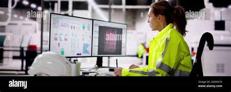 Operator And Engineer Monitor SCADA System Using Control Stock Photo Alamy