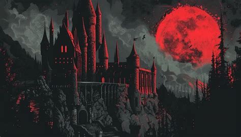 Retro Illustration Chateau Vampire Gothic Wallpaper Dark Fantasy Art
