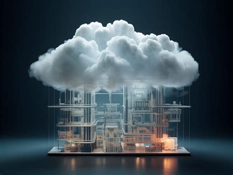 Premium AI Image Cloud Data Storage Database Cloud Computing Concept And Idea