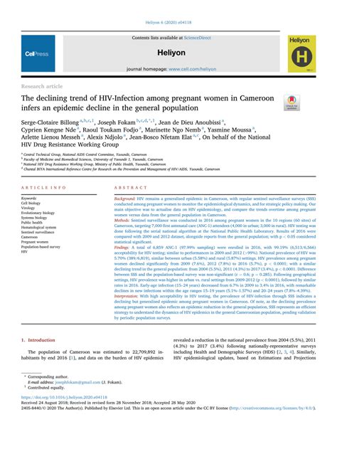 Pdf The Declining Trend Of Hiv Infection Among Pregnant Women In Cameroon Infers An Epidemic