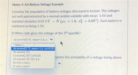 Solved Notes 4 Aa Battery Voltage Example Consider The