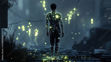 Conceptual Depiction Of Bio Sensor Arrays Integrated With Human Anatomy Glowing Sensors Mapping
