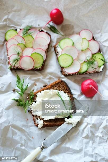 코 티 지 치즈와 딜와 통 밀 빵에 무와 오이 조각으로 건강 한 채식 샌드위치 0명에 대한 스톡 사진 및 기타 이미지 0명 건강한 생활방식 건강한 식생활 Istock