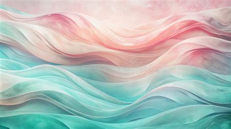 Abstract Pastel Wave Design Serene Flowing Curves In Pink And Teal Hues Generative Ai Stock