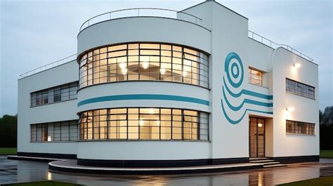 Premium Photo A Building With Streamlined Bauhaus Structure