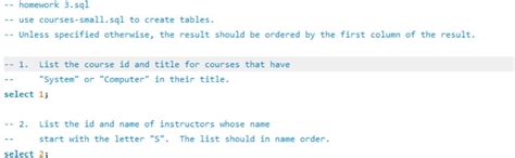 Solved Homework Sql Use Courses Small Sql To Create Chegg Com