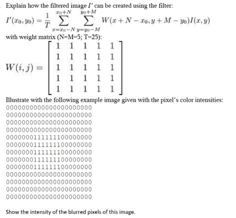 Explain How The Filtered Image I Can Be Created Chegg Com