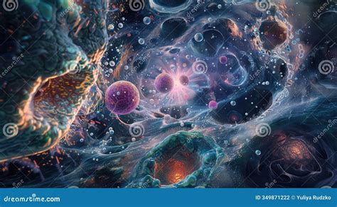 Artistic Visualization Of Cell Inner Life A Microscopic Journey Into The Intricate World Of