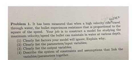 Solved No Bullet Problem It Has Been Measured That When A Chegg Com