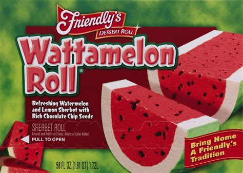 Friendlys Wattamelon Roll Watermelon Sherbet Dessert Roll With Lemon