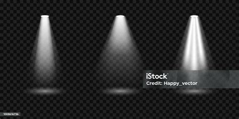 밝은 조명 스포트 라이트의 크리에이 티브 벡터 일러스트 레이 션 설정 투명 한 배경에서 분리 하는 광원 콘서트 현장 조명 아트 디자인 빔입니다 추상 개념 그래픽 요소 태양