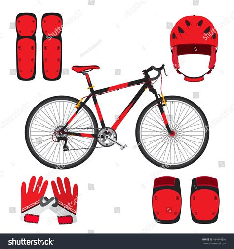 Bicycle Bike Skateboarding Equipment Protect Gear Stock Vector Royalty Free 494940895