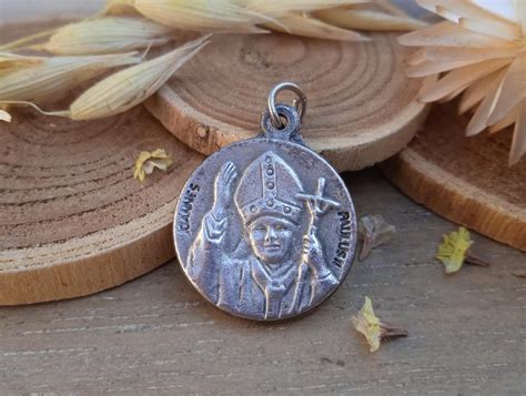 Antique Pendant Pope John Paul Ii Religious Medal From Rome Etsy