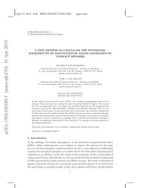 Pdf A New Method To Calculate The Stochastic Background Of