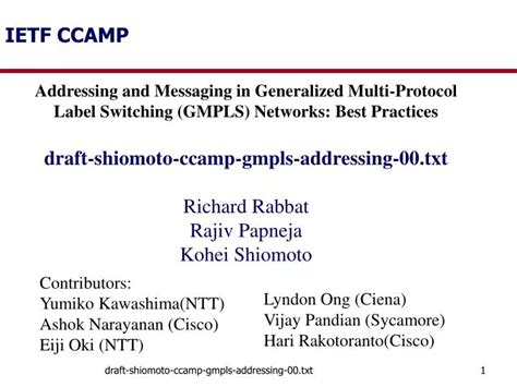 PPT IETF CCAMP PowerPoint Presentation Free Download ID