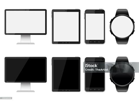 흰색 배경에 격리된 디지털 장치 벡터 디자인 일러스트레이션 Lcd에 대한 스톡 벡터 아트 및 기타 이미지 Lcd 개념