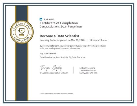 Linkedin Learning Path Certificate Of Completion Become A Data Scientist Pdf