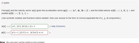 Solved Point Find R T And The Velocity Vector V T Chegg