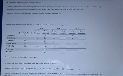 Solved Calculating Inflation Using A Simple Price Chegg Com