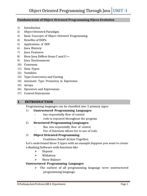 Introduction To Oop In Java Pdf Data Type Object Oriented Programming
