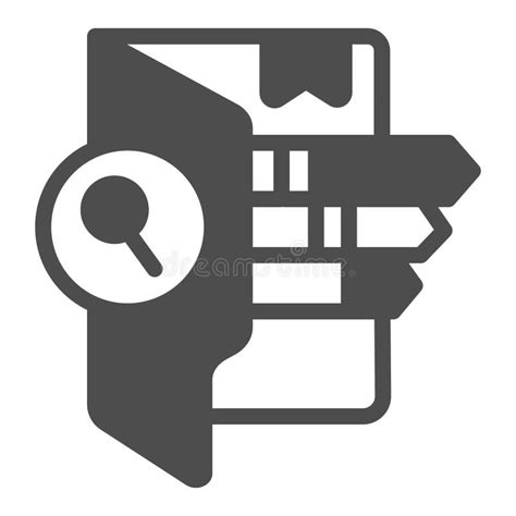 Folder With Bookmarks And Magnifier Solid Icon Neural Dataset Concept
