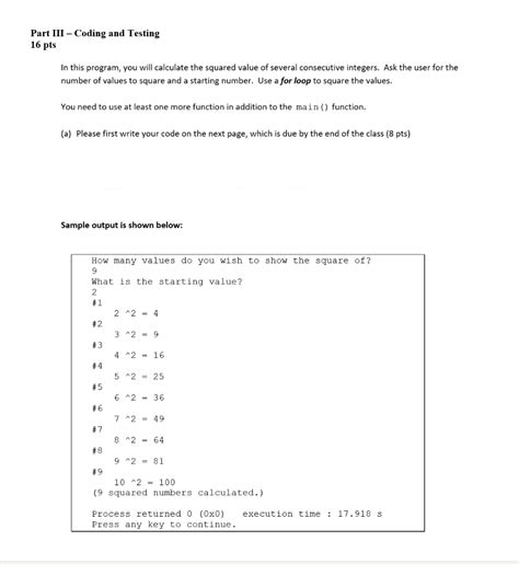 Solved Part Iii Coding And Testing 16 Pts In This Program