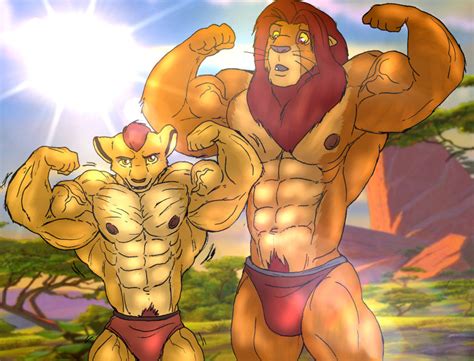 Rule 34 Abs Biceps Big Muscles Cub Disney Father And Son Huge Muscles