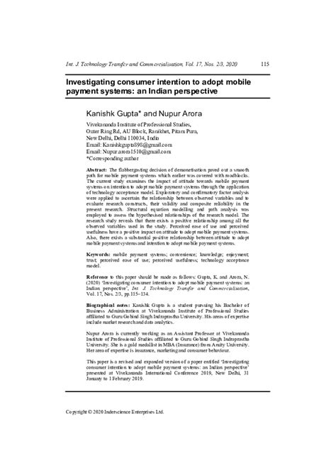 Pdf Investigating Consumer Intention To Adopt Mobile Payment Systems