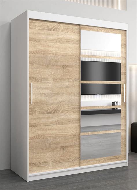 Schuifdeurkast Kleerkast Aizkorri 01a Met Spiegel Kleur Mat Wit Afmetingen 200 X 100 X 62