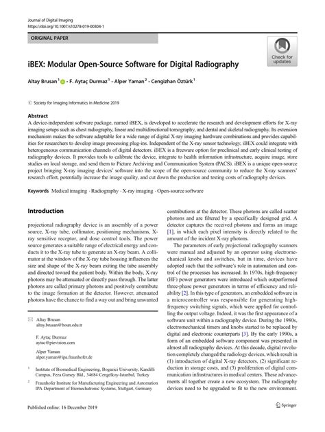 Pdf Ibex Modular Open Source Software For Digital Radiography