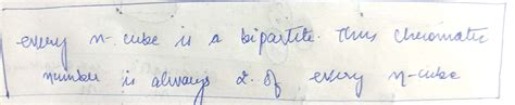 Chromatic Num Of Hypercube Is Always 2 Coz Every N Cube Is A Bipartite