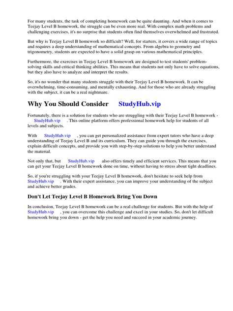Teejay Level B Homework Pdf Curriculum Homework
