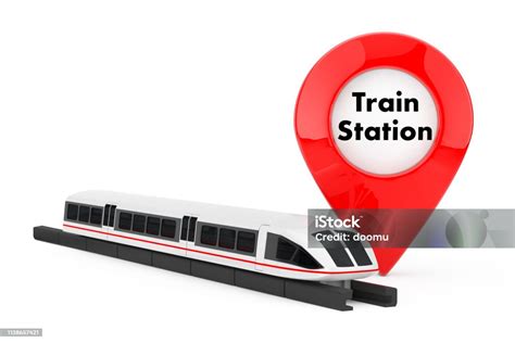기차 역 기호를 사용 하 여 대상 핀 포인터 근처 슈퍼 고속 미래 통근 열차 3d 렌더링 거리에 대한 스톡 사진 및 기타 이미지 거리 교외 교통수단 Istock