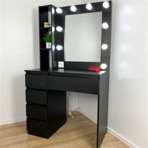 Туалетний столик з підсвіткою та полками Чорний 1600 900 500 Stpp купити онлайн на Rozetka