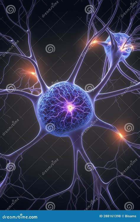 Neuron Network Brain Cells Human Nervous System And Brain Activity Concept Generative Ai Stock