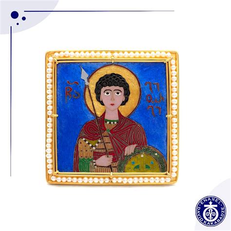 🤍 ტიხრული მინანქრით შექმნილი მარგალიტებით შემკული მოოქროვილი ვერცხლის მინიატურული ხატები