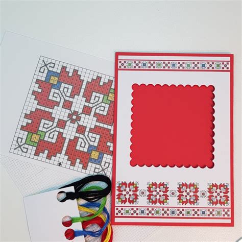 Комплект за изработване на ръчно бродирана картичка с шевица Obichaibg