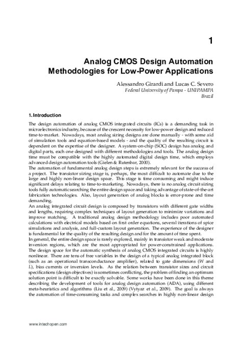 pdf analog cmos design automation methodologies for low power