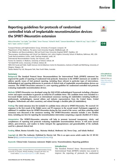 Pdf Reporting Guidelines For Protocols Of Randomised Controlled Trials Of Implantable